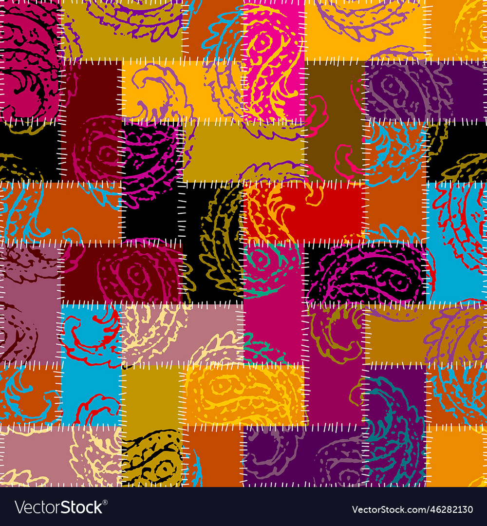 Patchwork textile pattern seamless quilting Vector Image