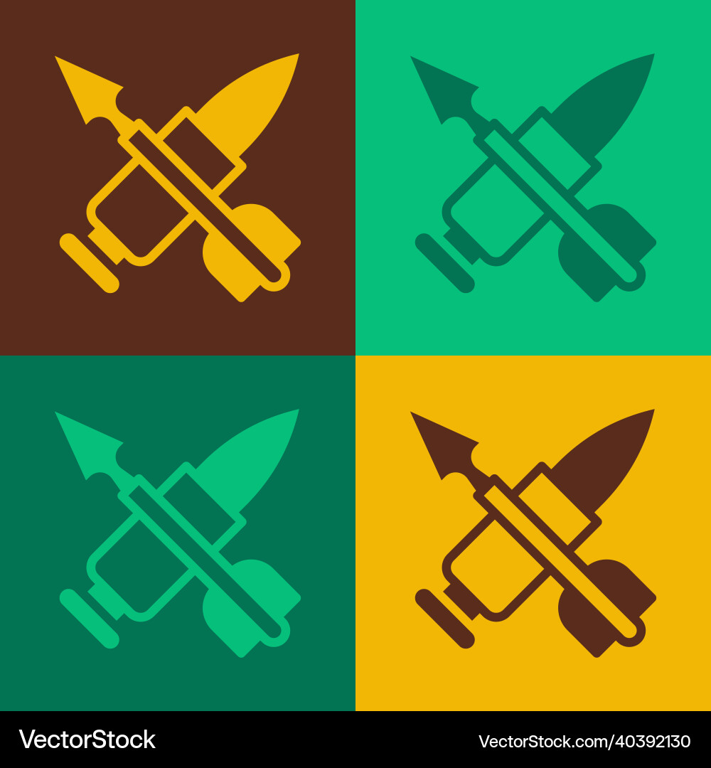 Pop art crossed bullet with arrow icon isolated Vector Image