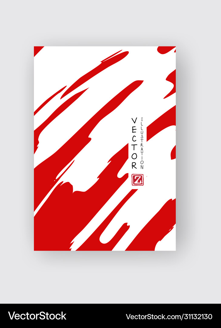 Red ink brush stroke on white background japanese Vector Image