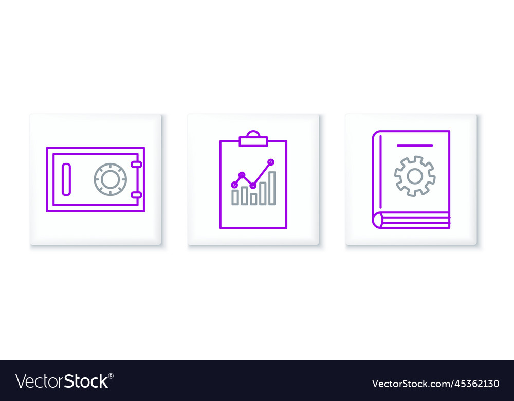 Set line user manual safe and clipboard Royalty Free Vector Set line user manual safe and clipboard Royalty Free Vector