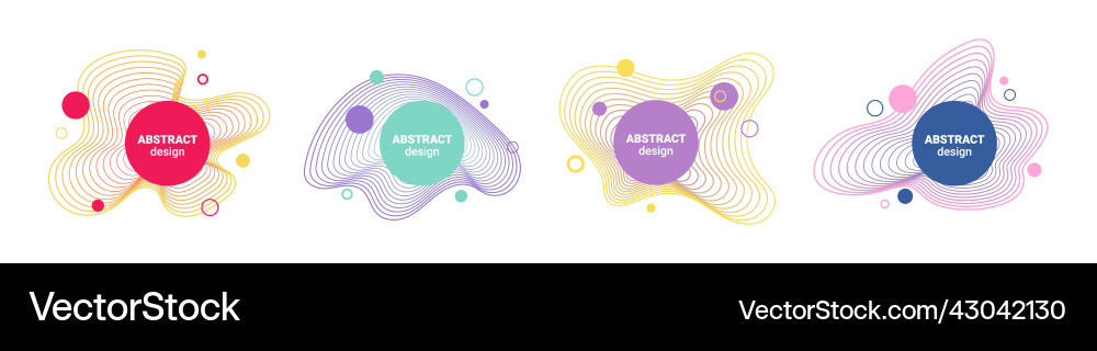 Set of 4 abstract graphic flowing liquid fluid Vector Image