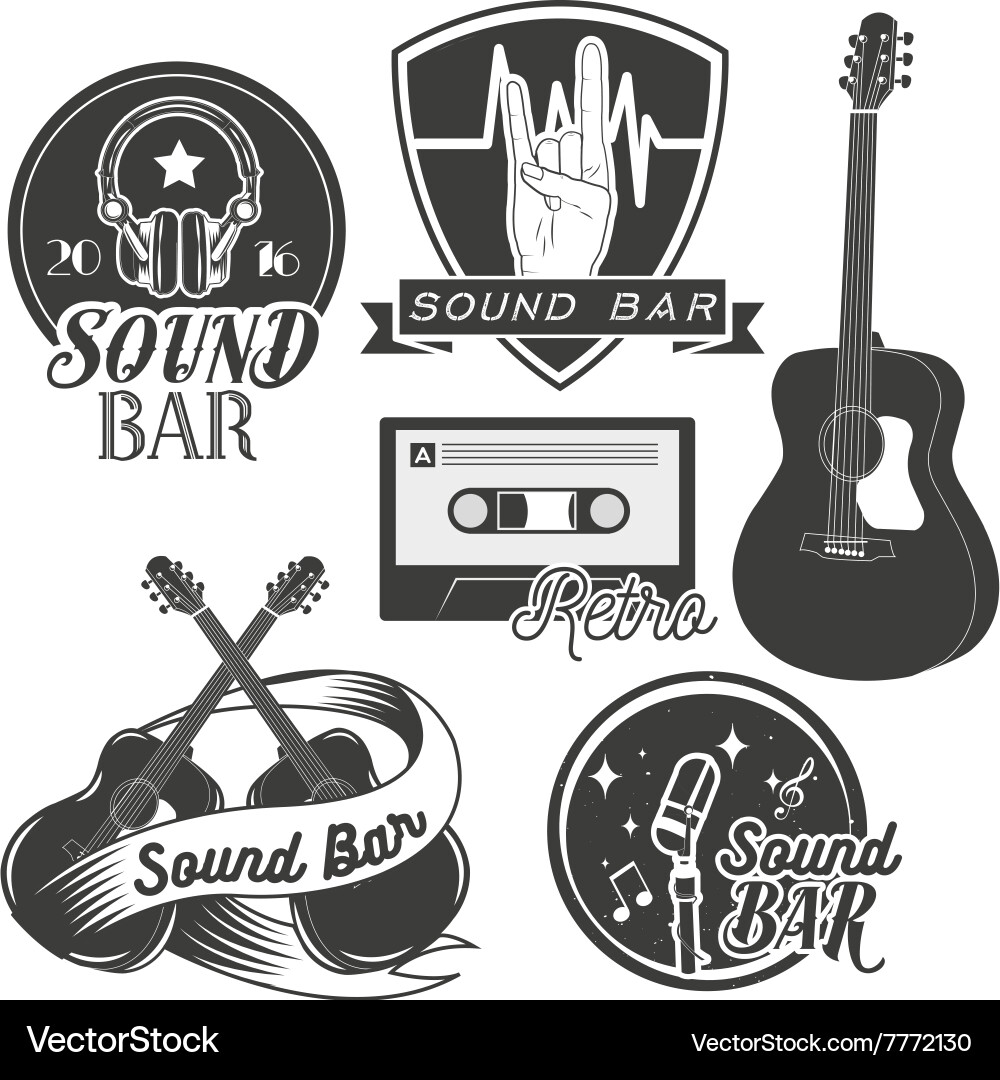 Set of sound recording studio labels Royalty Free Vector