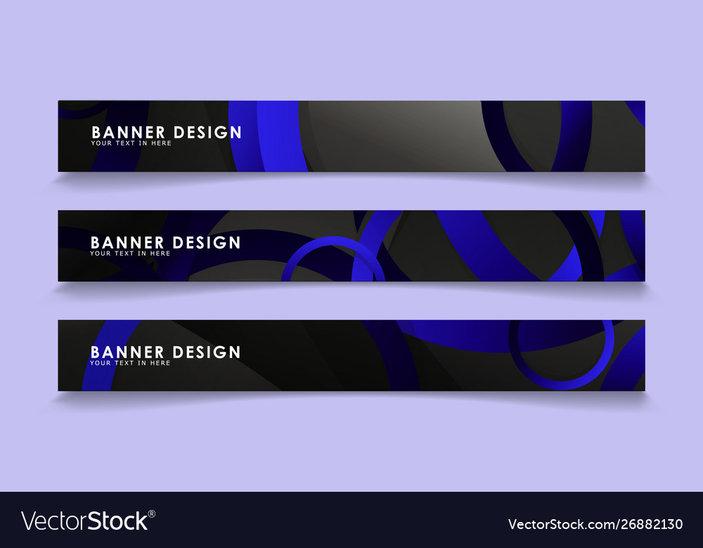 Set rectangular banners with background dark Vector Image