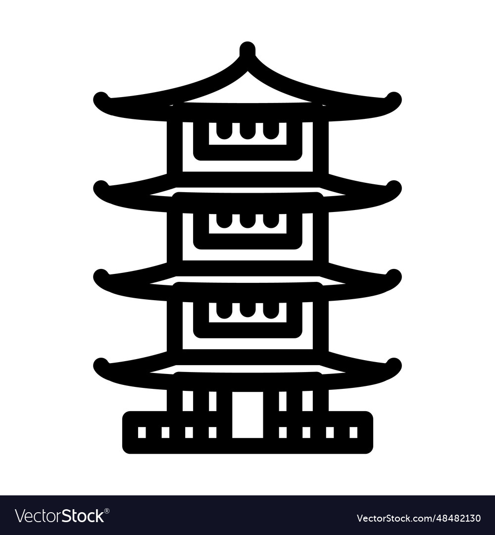 Shinto shrine building shintoism line icon Vector Image