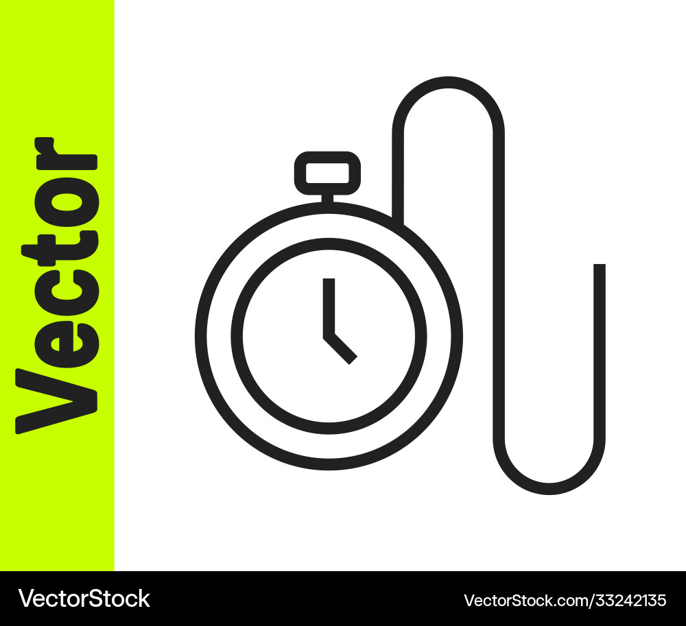 Black line watch with a chain icon isolated Vector Image