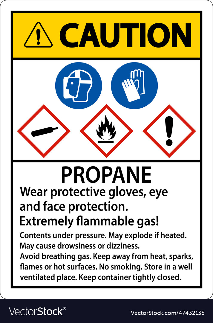 Caution propane flammable gas ppe ghs sign Vector Image Caution propane flammable gas ppe ghs sign Vector Image