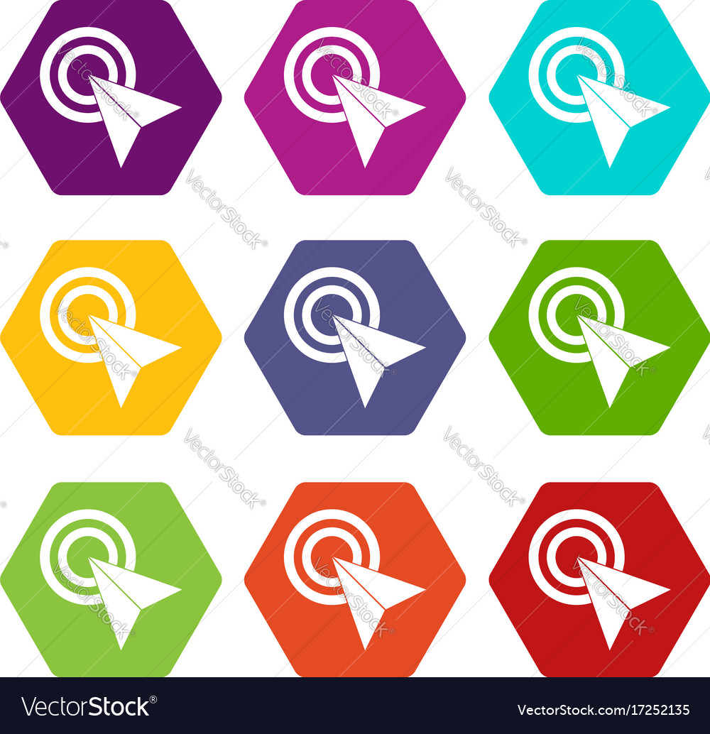 Click icon set color hexahedron Royalty Free Vector Image