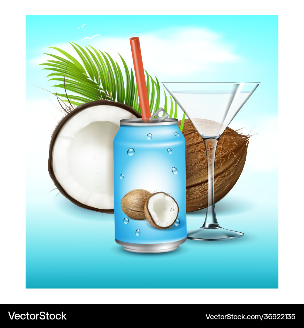 Coconut water creative promotional banner Vector Image