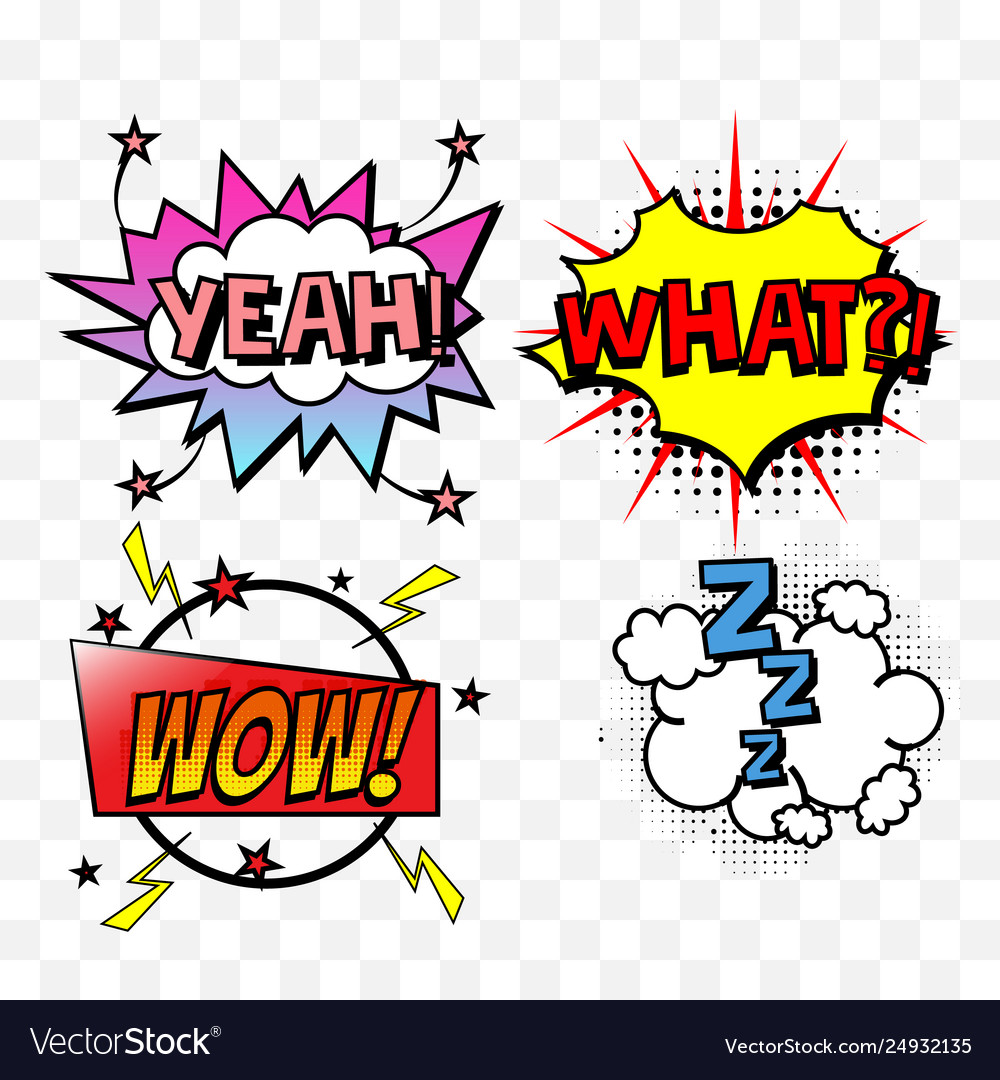 Comic speech sound replicas set Royalty Free Vector Image