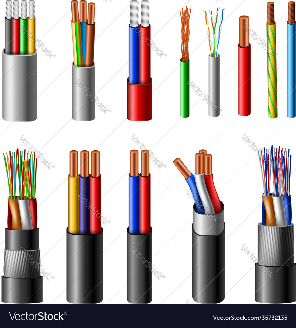 Electrical cables realistic set Royalty Free Vector Image