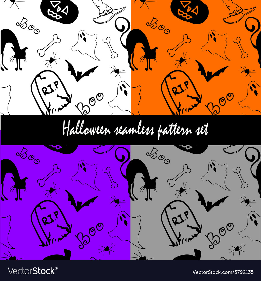 Halloween seamless pattern set Royalty Free Vector Image
