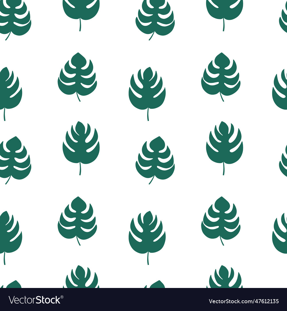 Monstera leaf seamless pattern Royalty Free Vector Image