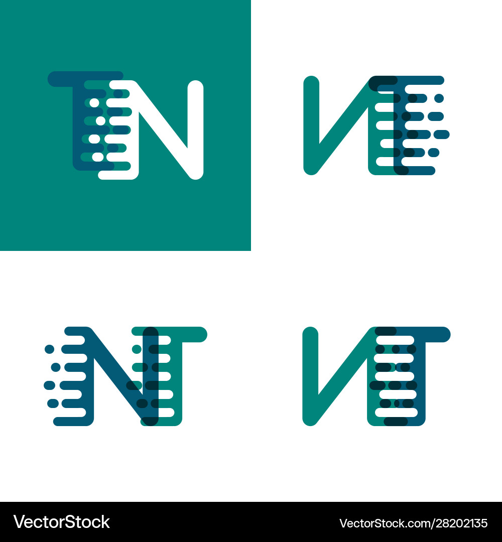 Nt letters logo with accent speed in green Vector Image