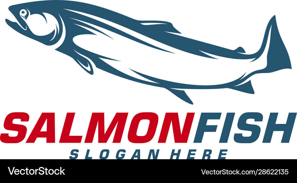 Salmon fish logo design fishing Royalty Free Vector Image