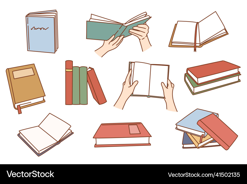 Set of books for studying or self-education Vector Image