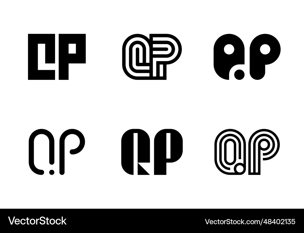 Set of letter qp logos Royalty Free Vector Image