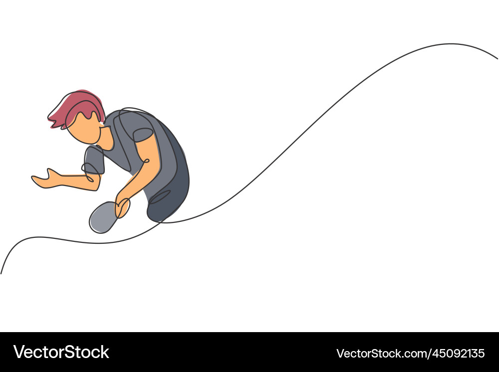 Single continuous line drawing of young agile man Vector Image