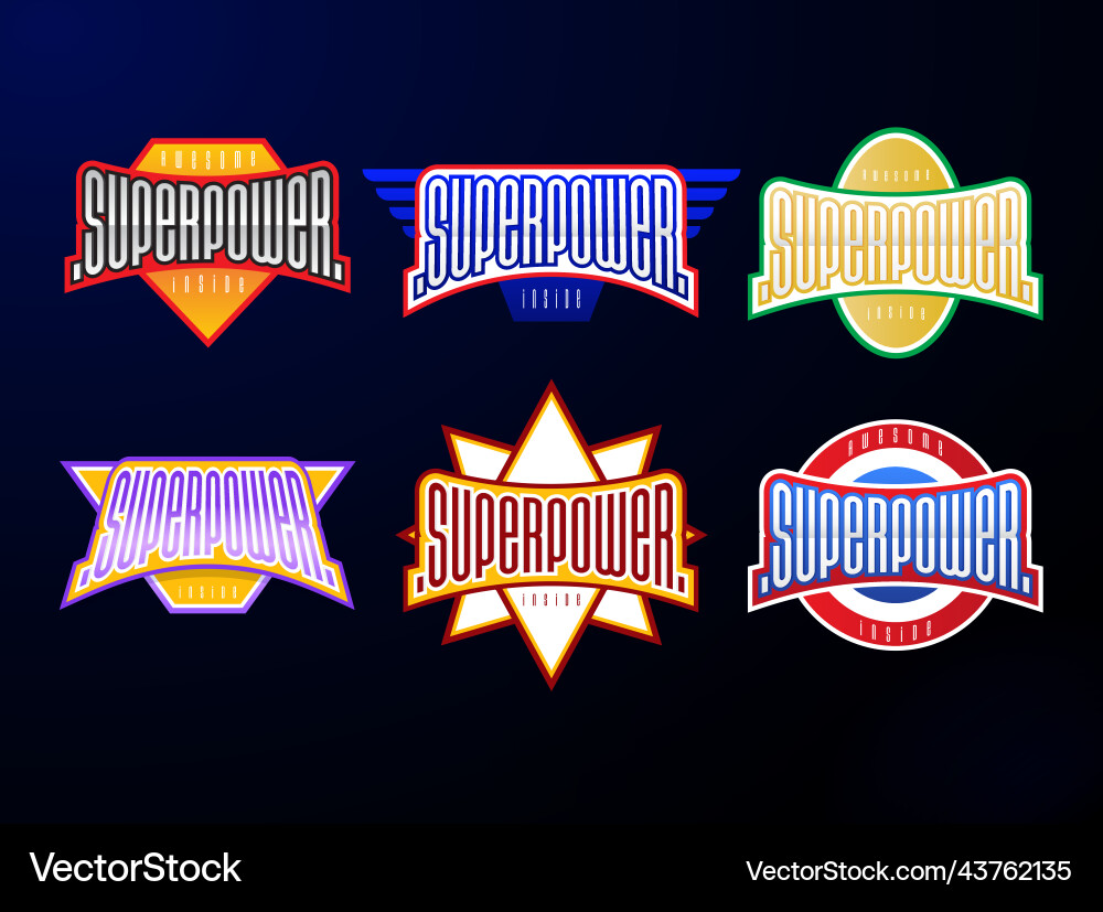 Sport emblem typography set super power hero Vector Image