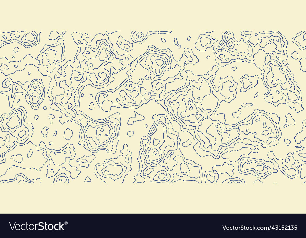 Topography beige map seamless pattern with blue Vector Image