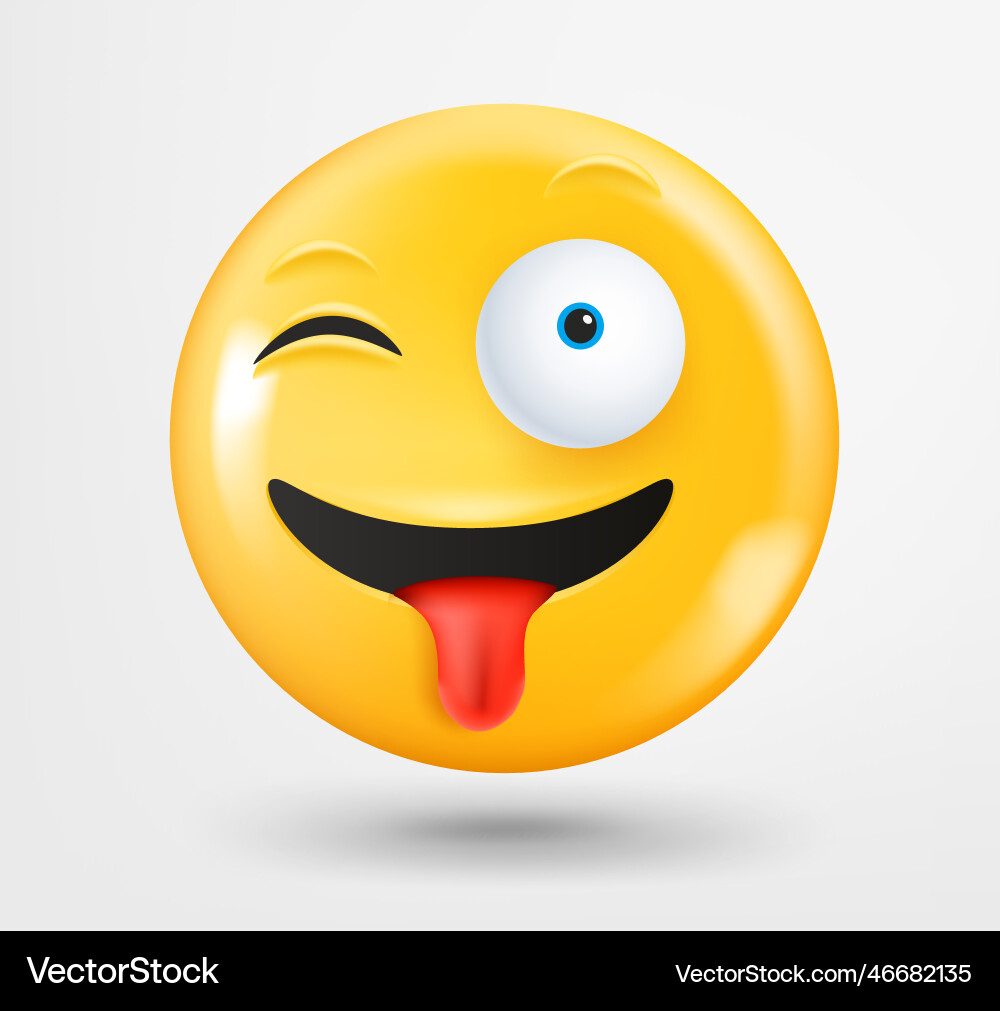 Winking emoticon 3d emoji isolated on white Vector Image