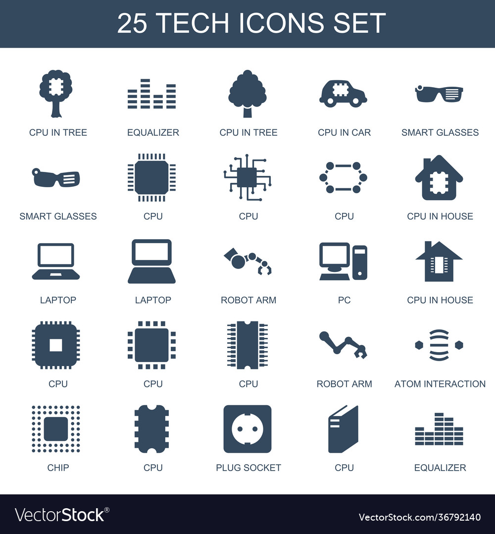 25 tech icons Royalty Free Vector Image - VectorStock
