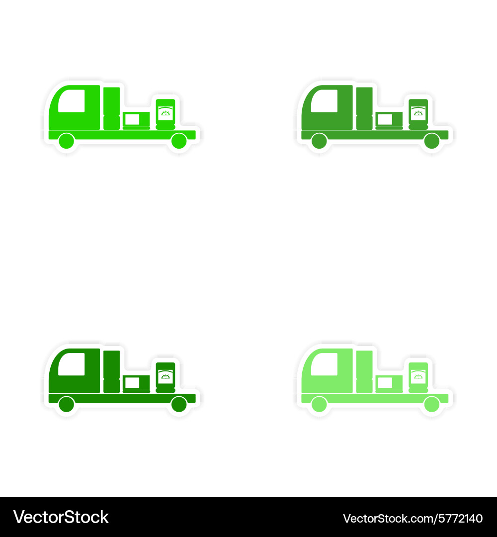 Assembly realistic sticker design on paper truck Vector Image