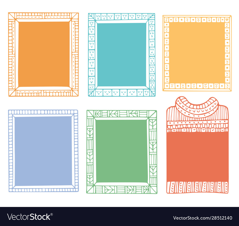 Collection hand-drawn winter knitted frames Vector Image
