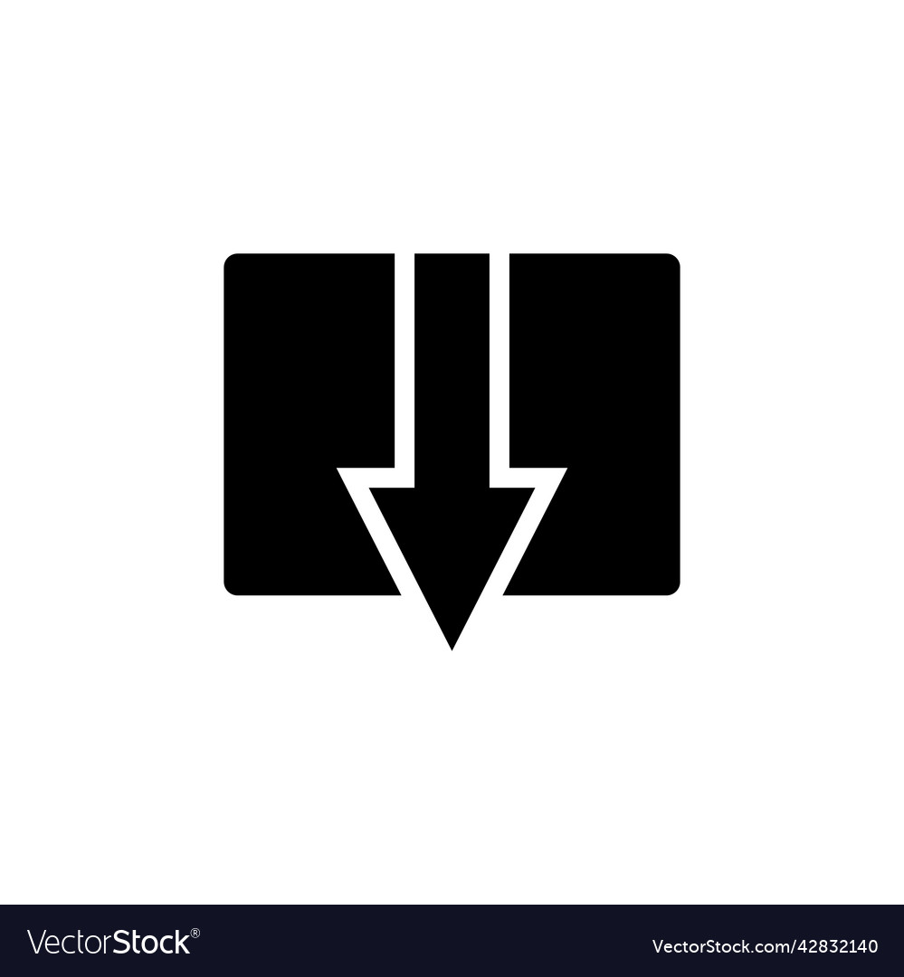 Down arrow icon with rectangle suitable Royalty Free Vector