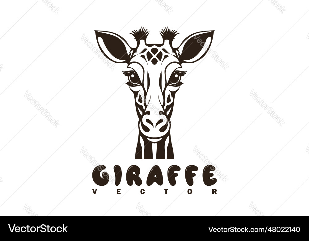 Graphic monochrome cartoon cute giraffe head Vector Image