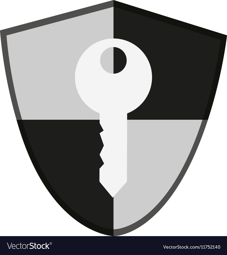 Isolated key inside shield design Royalty Free Vector Image