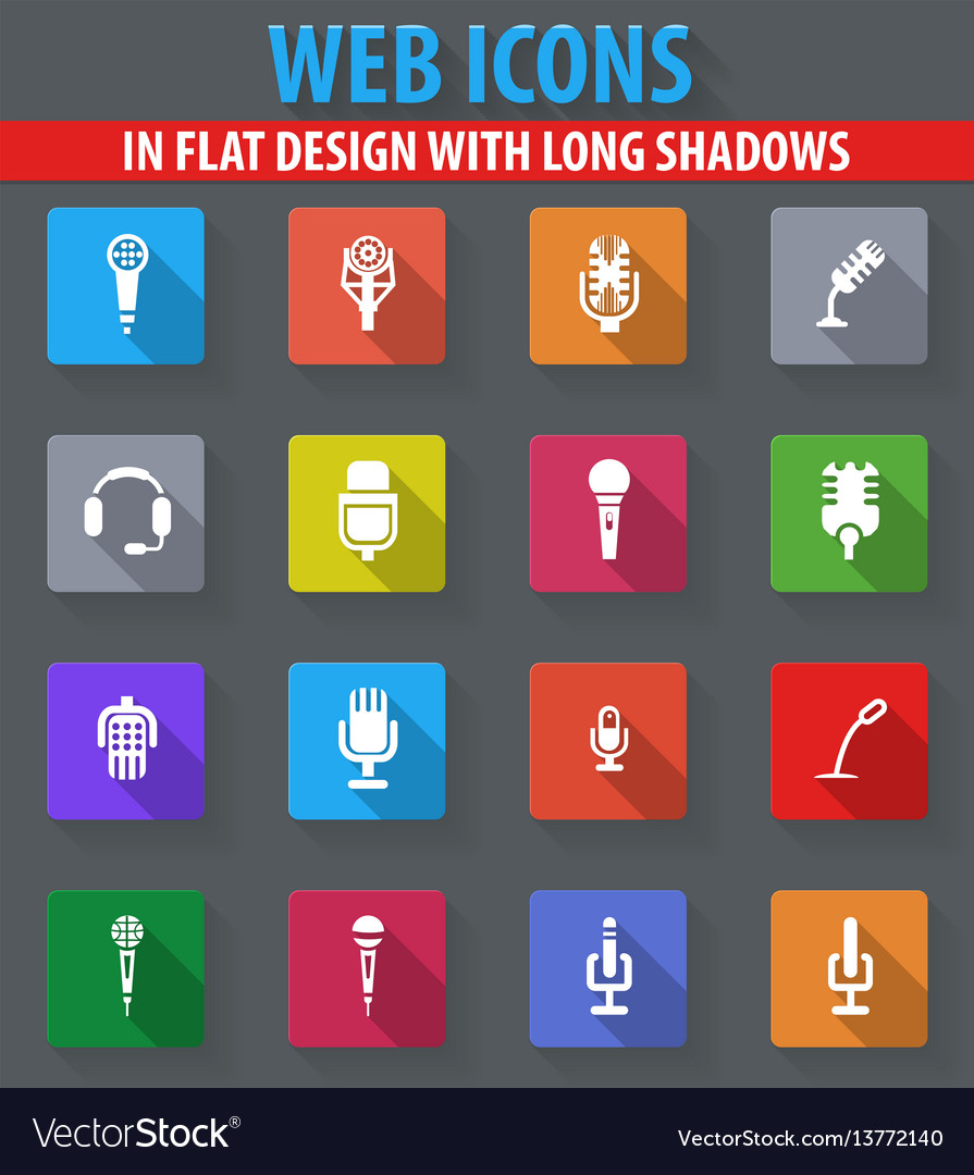 Microphone icons set Royalty Free Vector Image