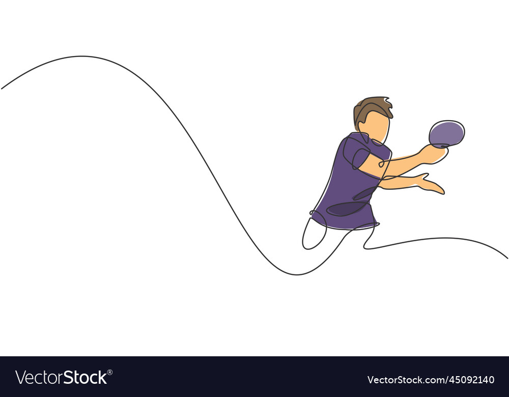 One single line drawing of young energetic man Vector Image