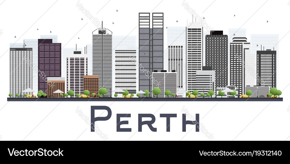 Perth australia city skyline with gray buildings Vector Image