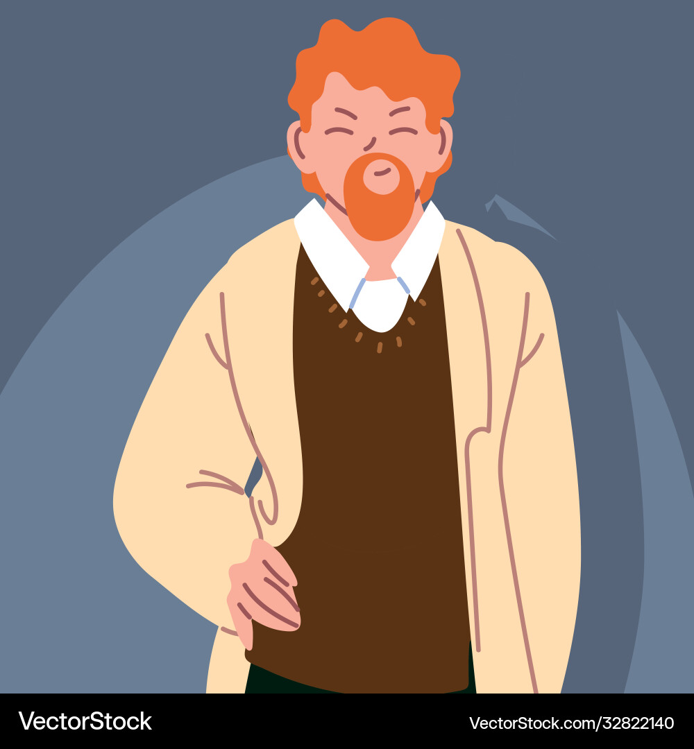Portrait man in casual clothes with beard Vector Image