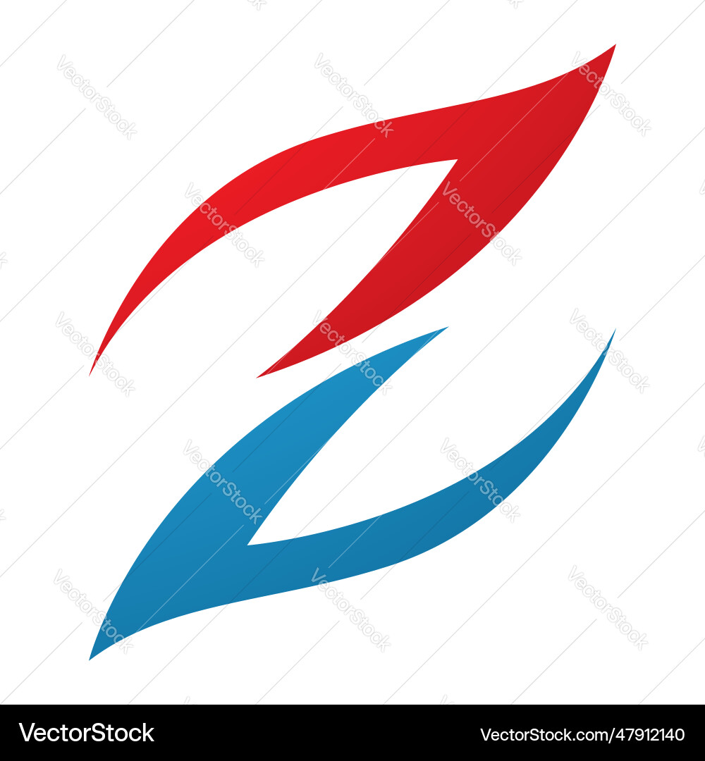 Red and blue fire shaped letter z icon Royalty Free Vector