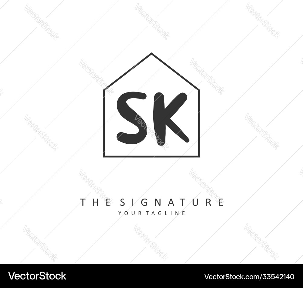 S k sk initial letter handwriting and signature Vector Image