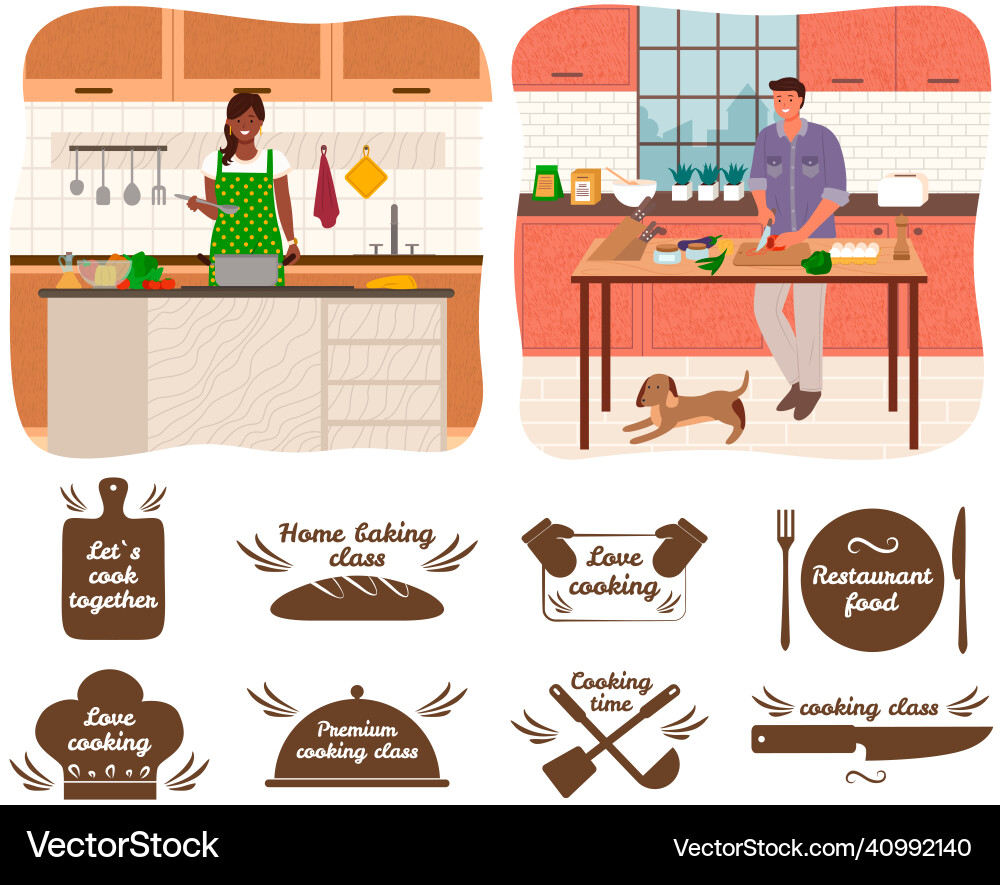 Set of hand writings about kitchen and cooking Vector Image
