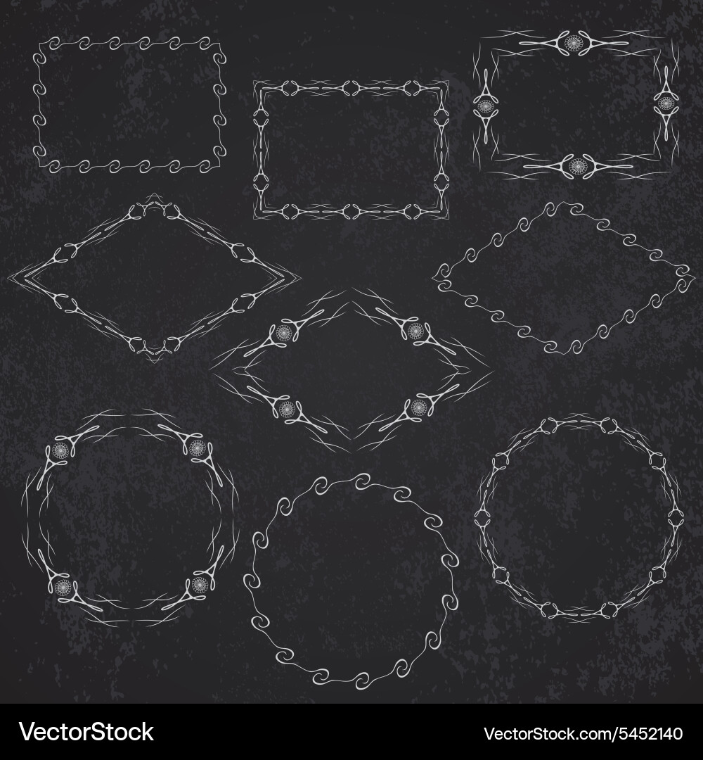 Vintage retro frame set on chalkboard background Vector Image