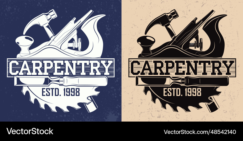 Vintage woodworking emblem or logo design Vector Image