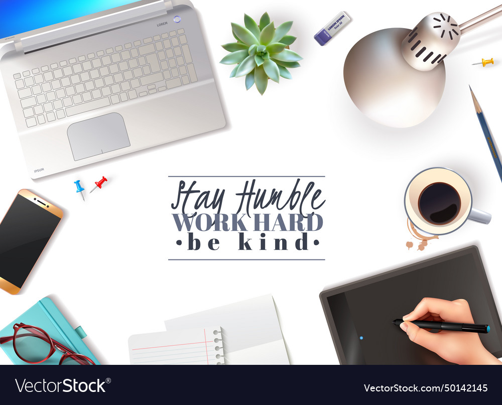 3d office objects background Royalty Free Vector Image