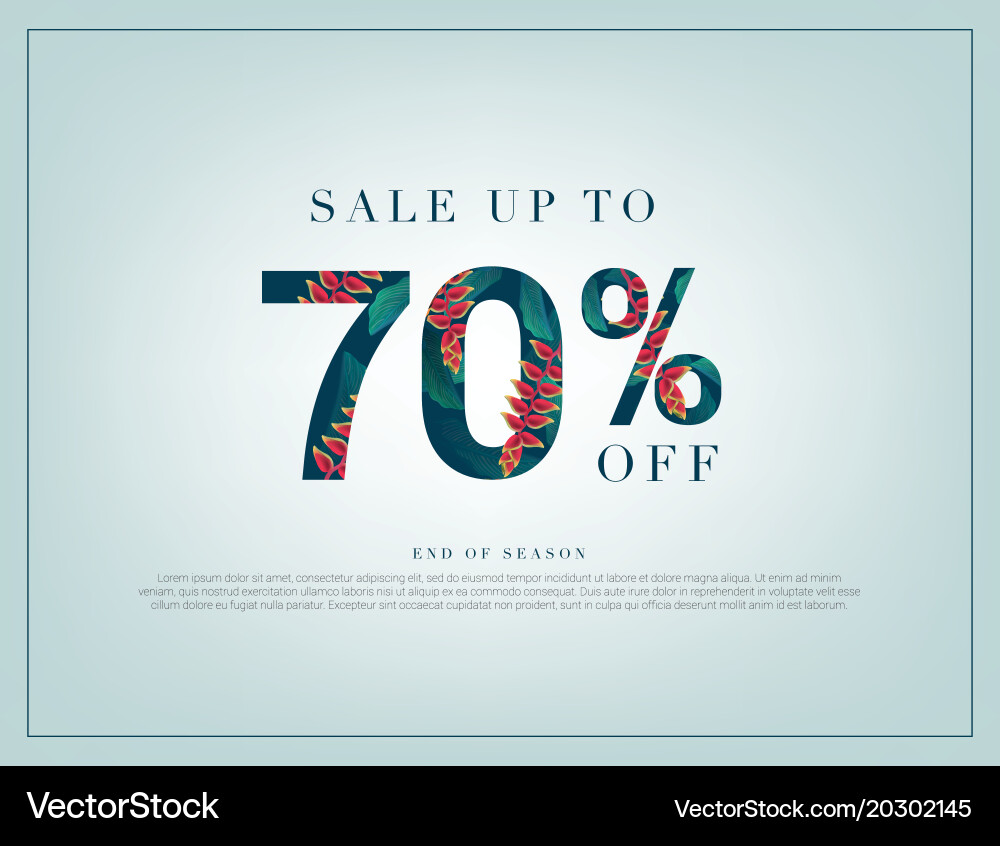 70 lettering handmade with leaves and flower Vector Image