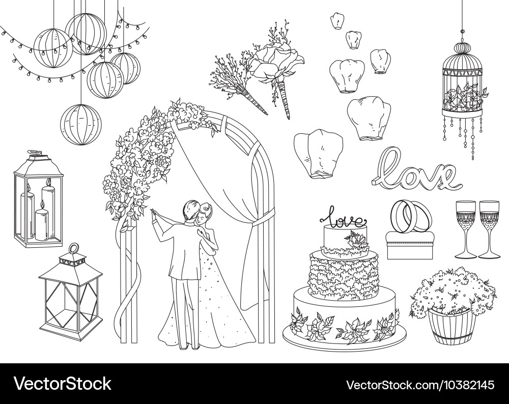 Big set of wedding decorative elements Royalty Free Vector