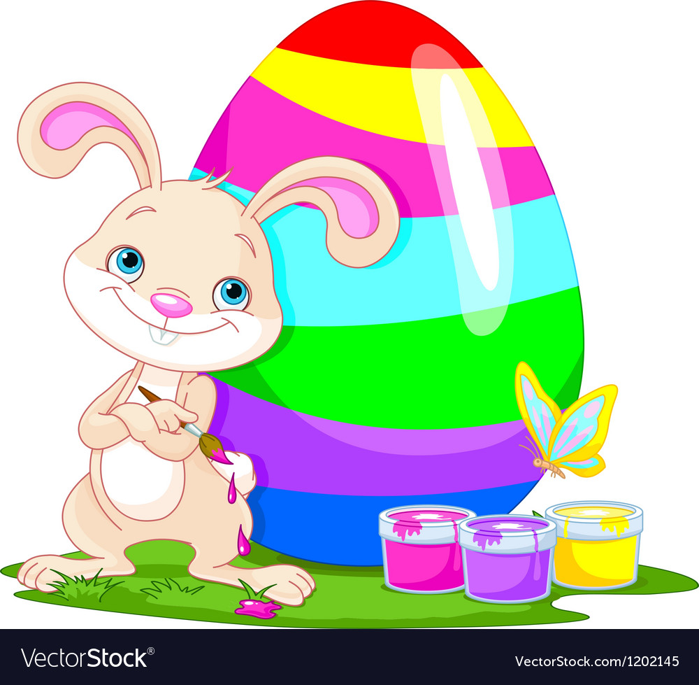 Cute Bunny and Easter Egg Royalty Free Vector Image