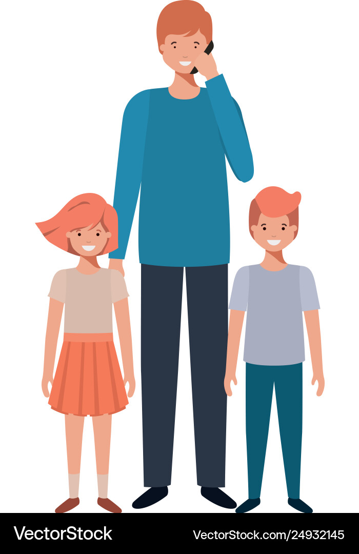 Father with his children avatar character Vector Image