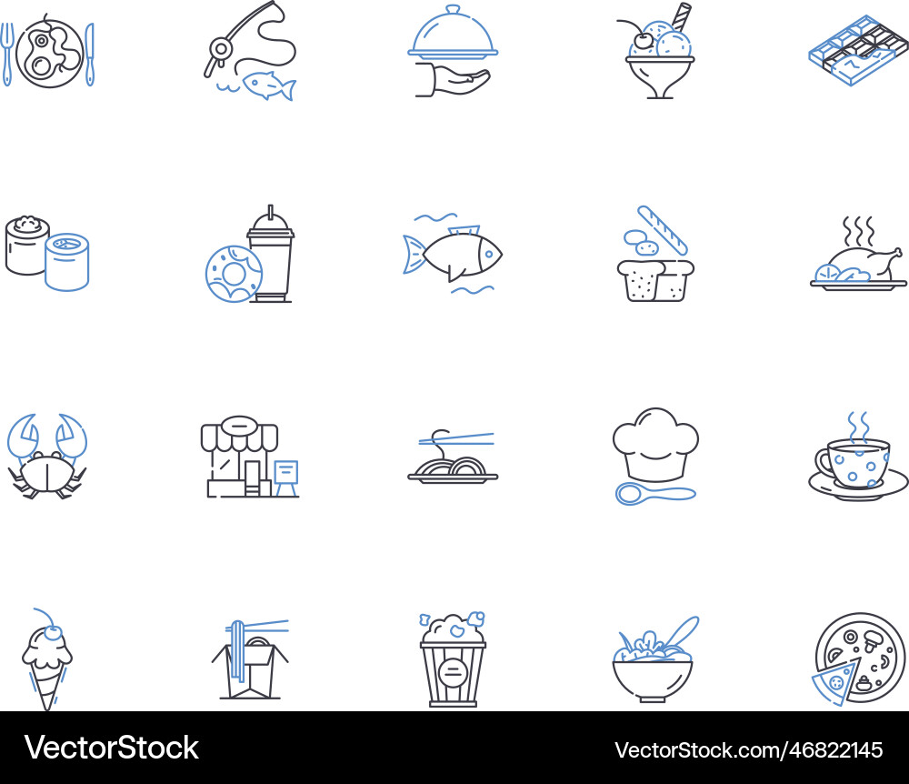Feast line icons collection banquet celebration Vector Image