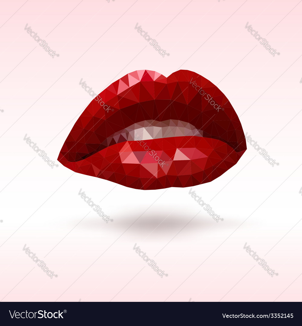 Female lips with triangles Royalty Free Vector Image