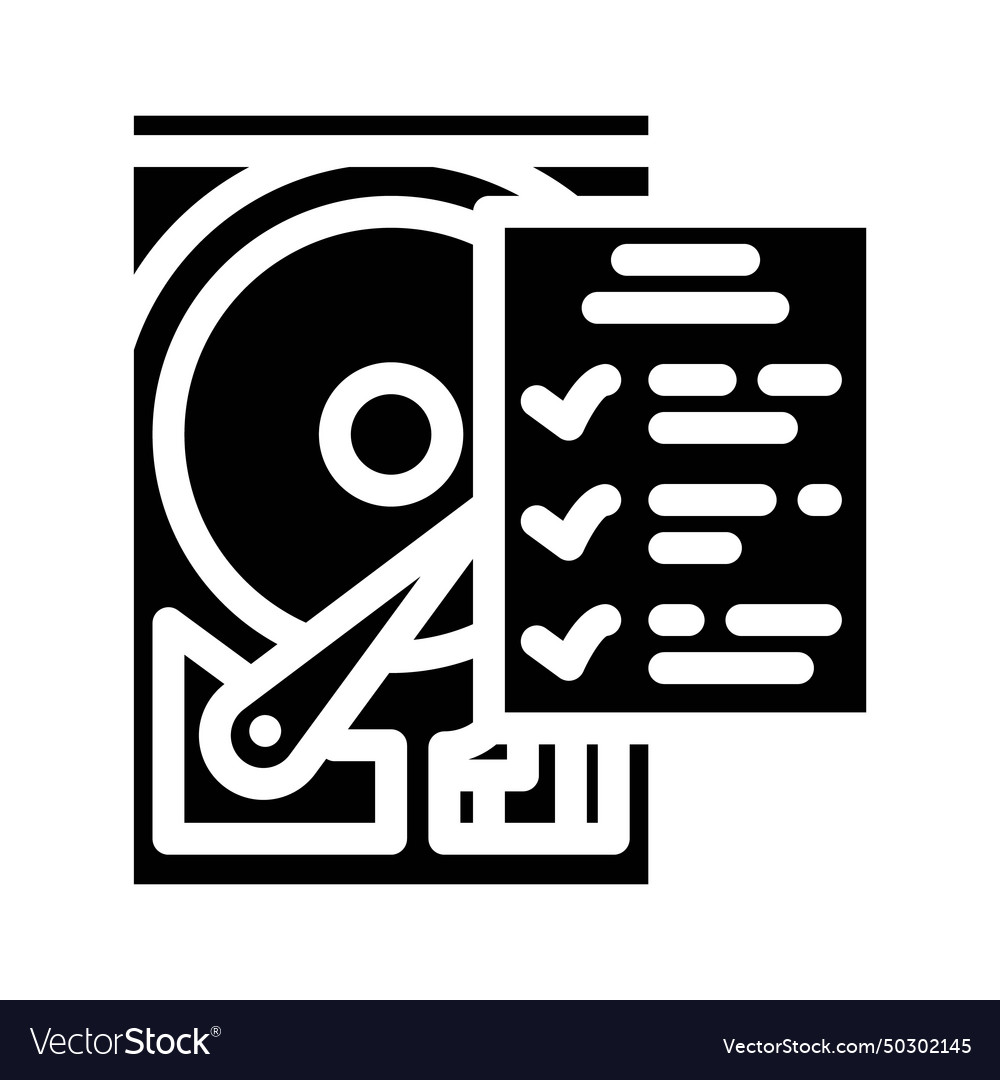Hard drive check repair computer glyph icon Vector Image Hard drive check repair computer glyph icon Vector Image