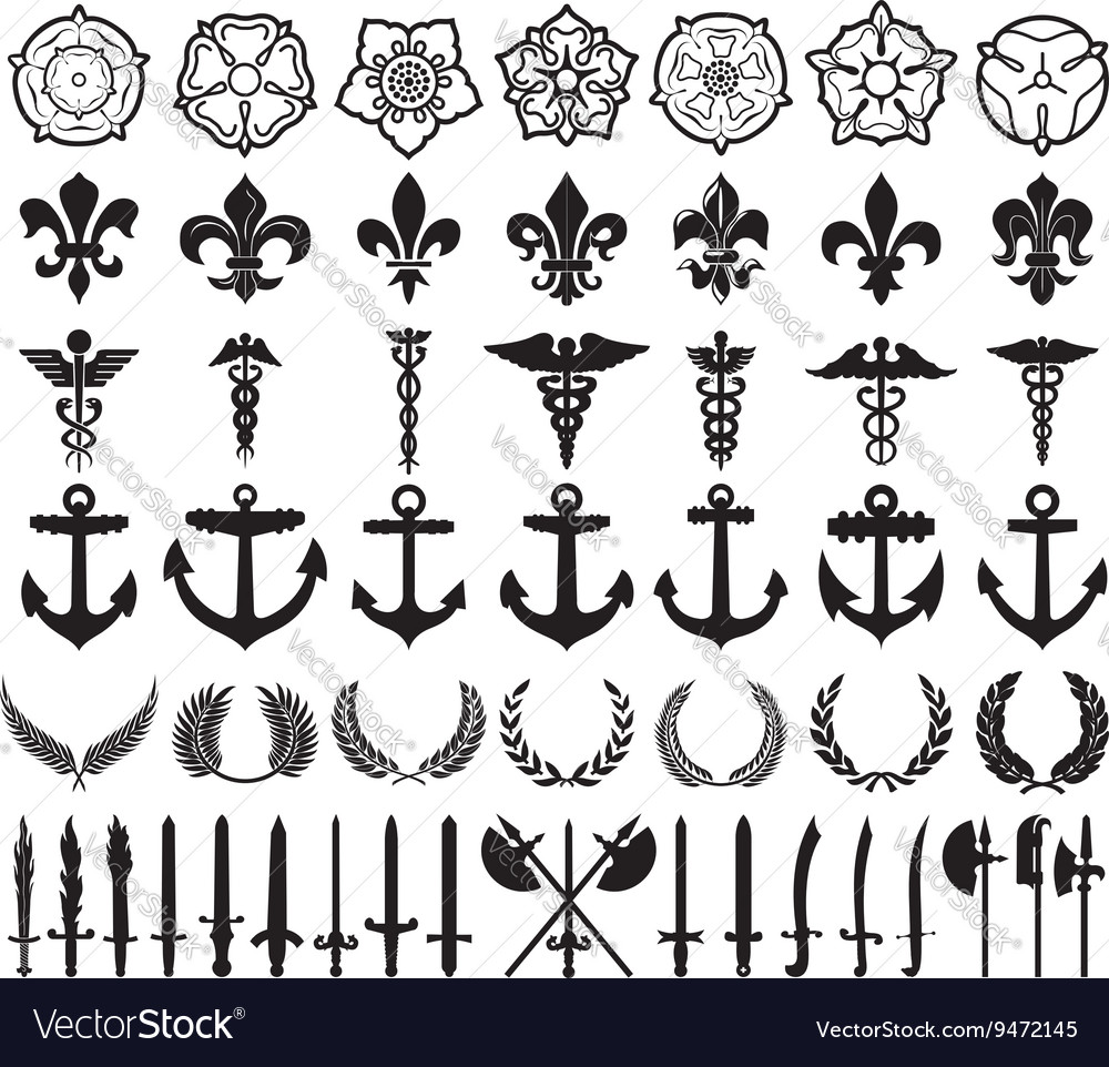 Heraldic elements set Royalty Free Vector Image
