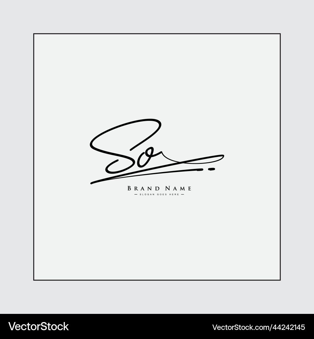 Initial letter so logo - handwritten signature Vector Image