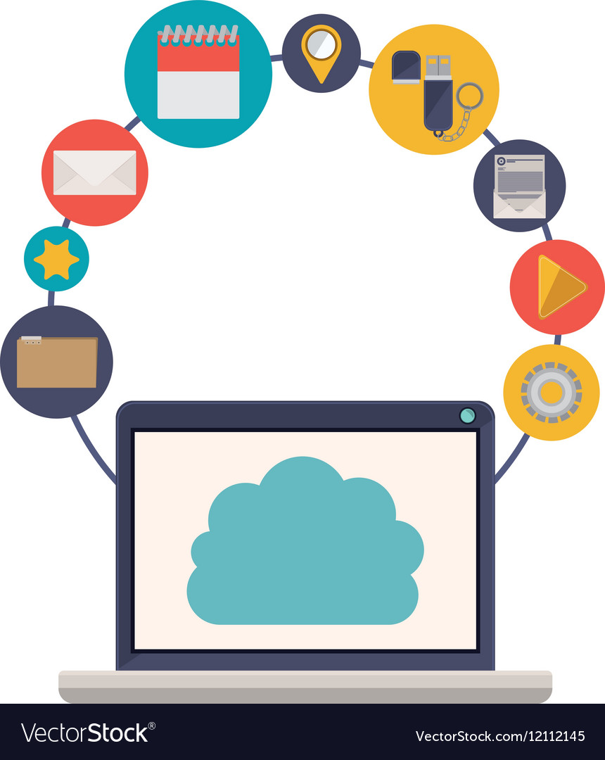 Laptop and cloud computing design Royalty Free Vector Image